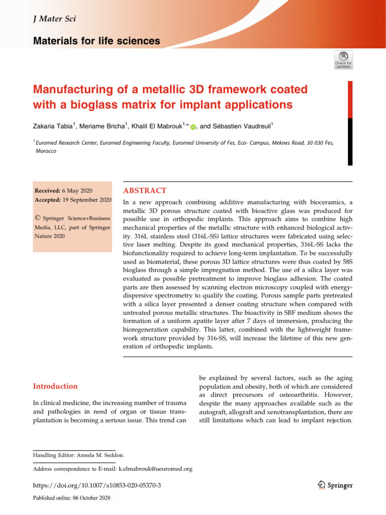 14 - Manufacturing of A Metallic 3D Framework Coated 2021 | PDF ...
