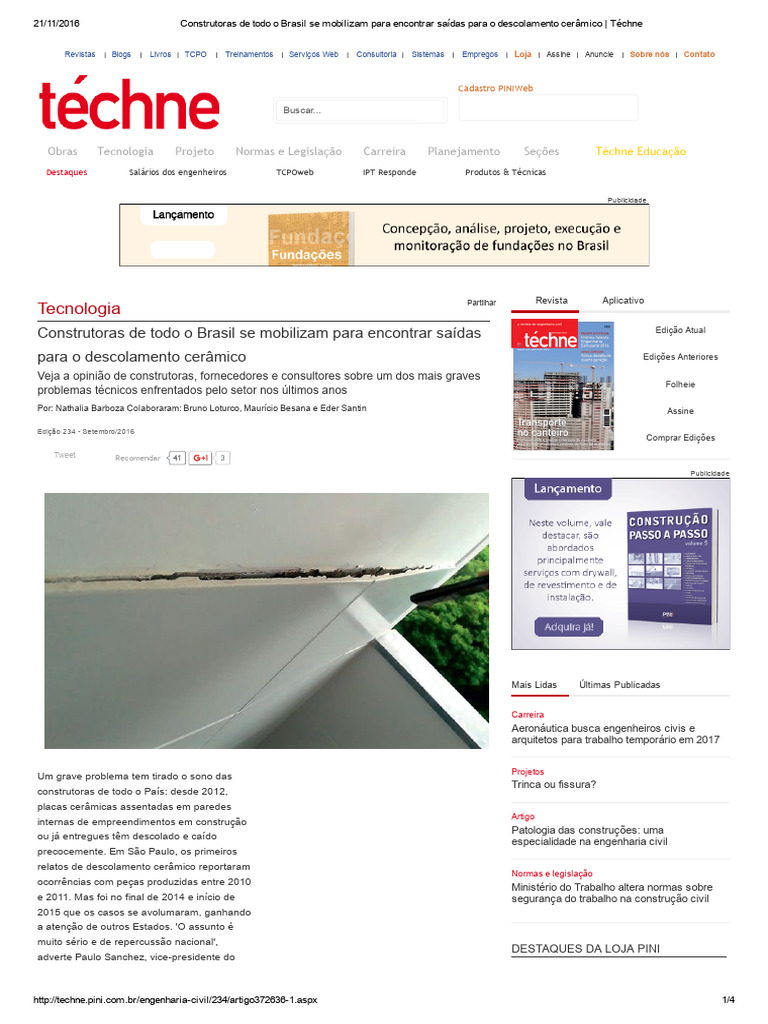 Construtoras de Todo o Brasil Se Mobilizam Para Encontrar Saídas Para o Descolamento Cerâmico ...