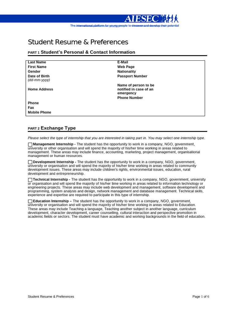 Student Resume Template | PDF | Economics | Europe