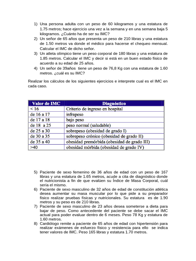 Ejercicios IMC Corregidos | PDF