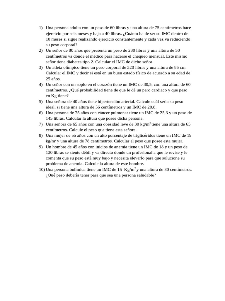 Ejercicios IMC | PDF