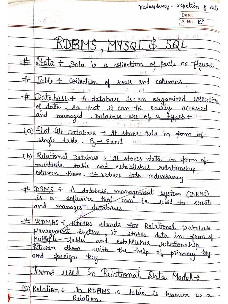 RDBM, MYSQL& SQL Class 12 | PDF