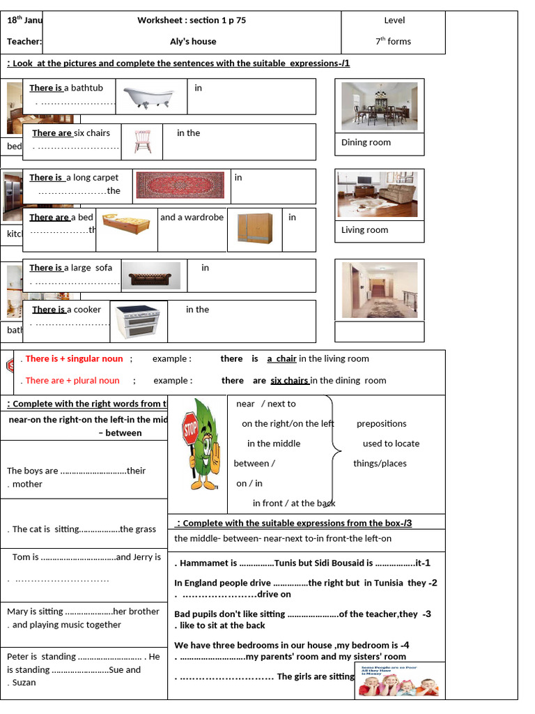 7th Grade Prepositions Worksheet | PDF | Linguistics | Linguistic Morphology