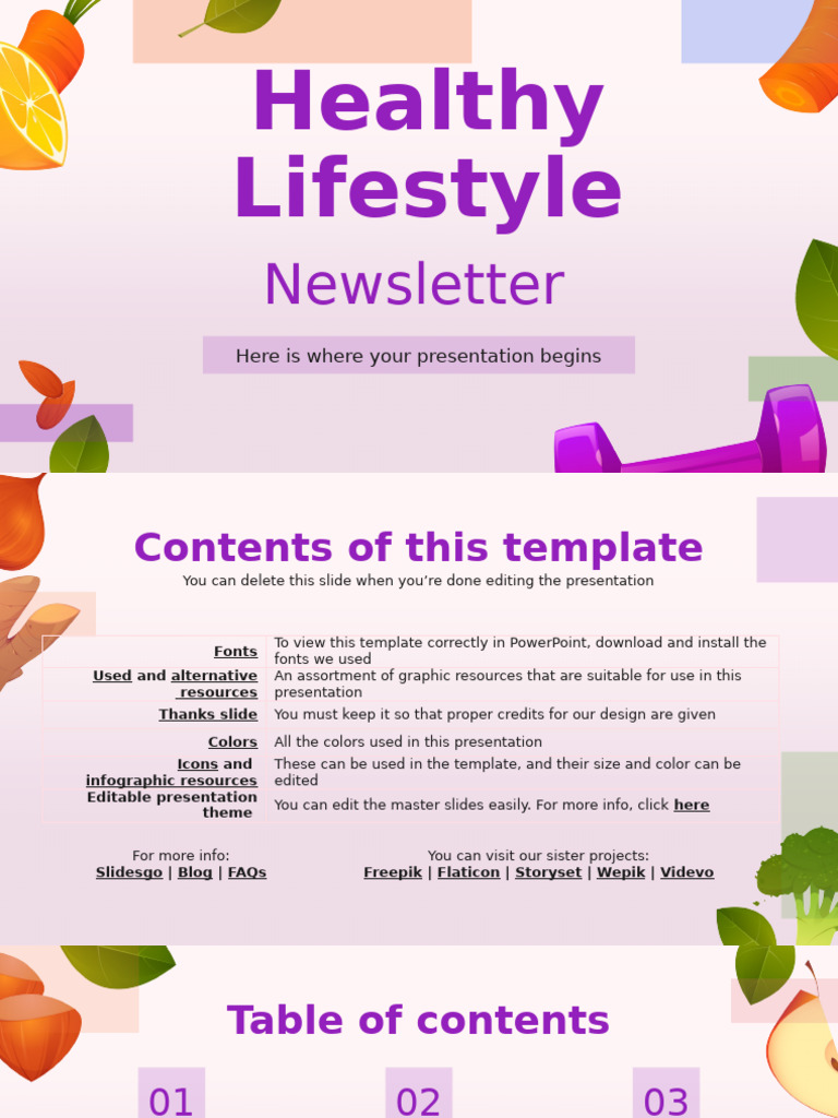 Healthy Lifestyle Newsletter by Slidesgo | PDF | Icon (Computing ...