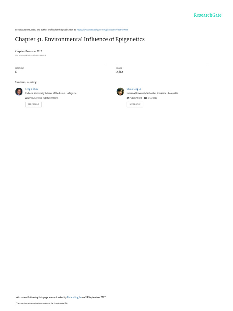Chapter 31 | PDF | Epigenetics | Dna Methylation