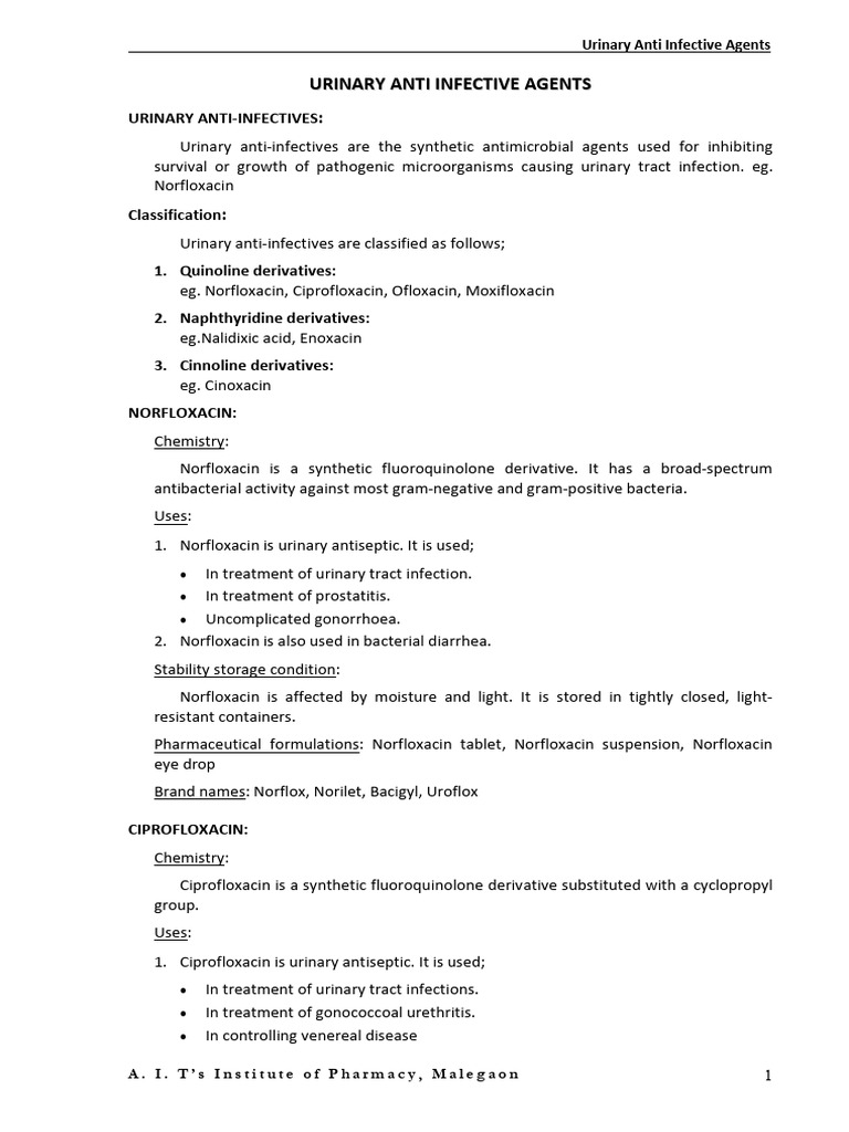 2 Urinary Anti Infective Agents | PDF | Microbiology | Clinical Medicine