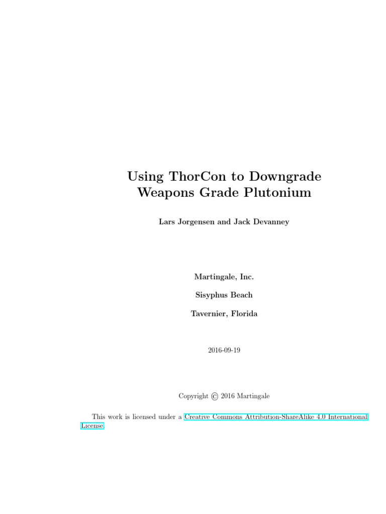 Thorcon Plutonium Weapons | PDF | Plutonium | Nuclear Fuel