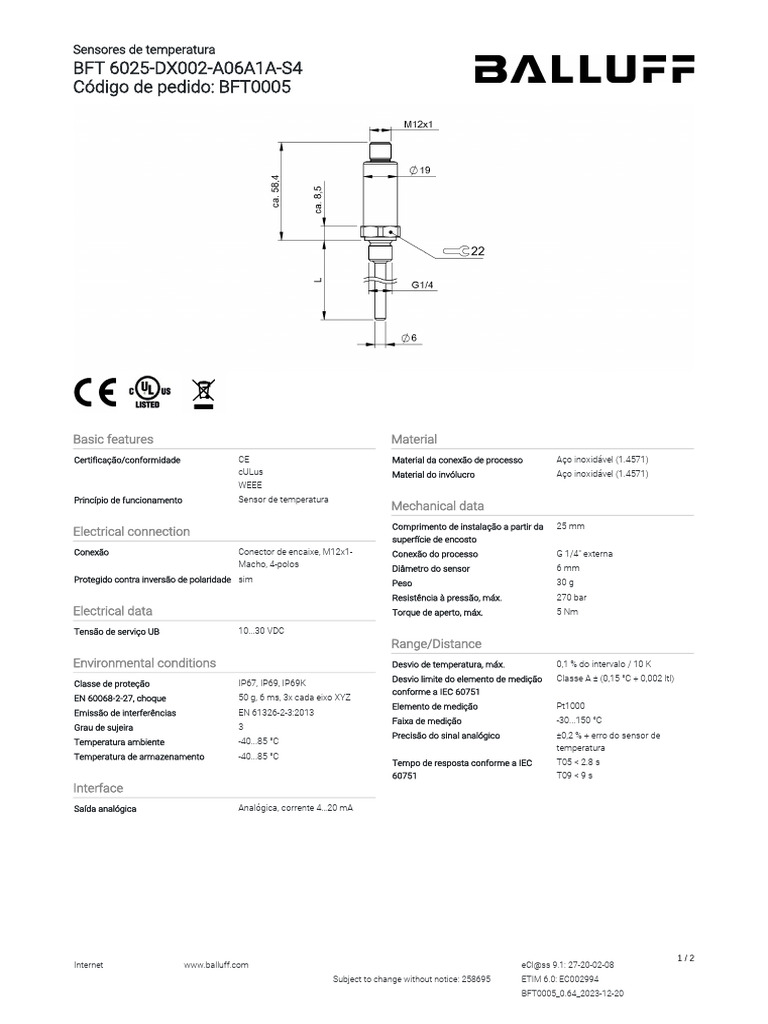 Datasheet_Sensor de Temperatura | PDF