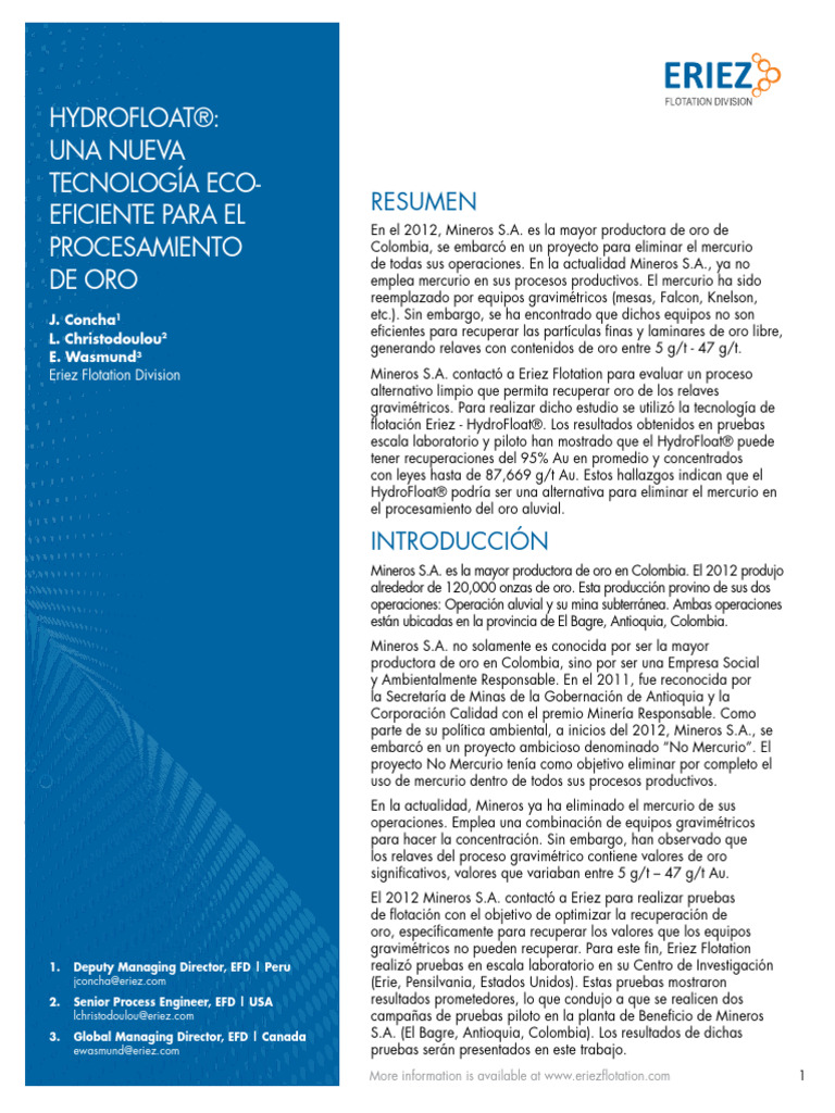 Hydrofloat Eriez | PDF | Minería | Oro