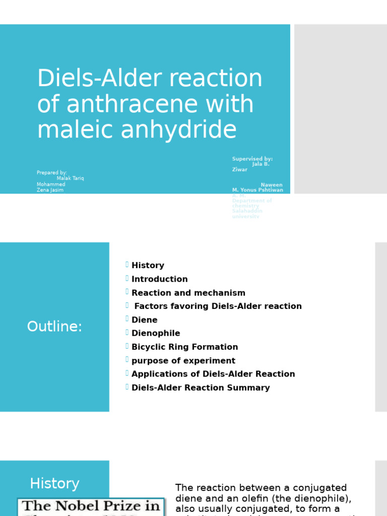 Diels-Alder Reaction of Anthracene With Maleic Anhydride | PDF | Chemical Reactions | Alkene