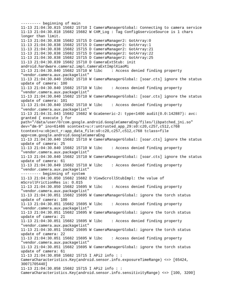 Camera Debugging Logs | PDF | Computing | Software