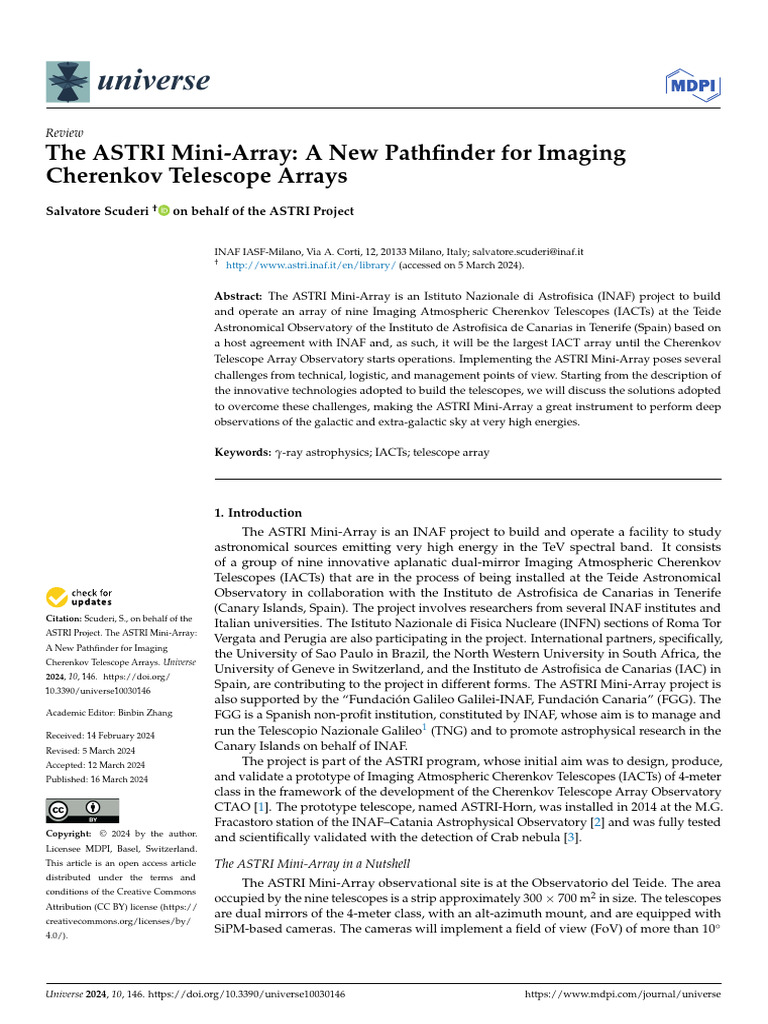 The ASTRI Mini-Array A New Pathfinder For Imaging | PDF | Electromagnetic Radiation | Optics