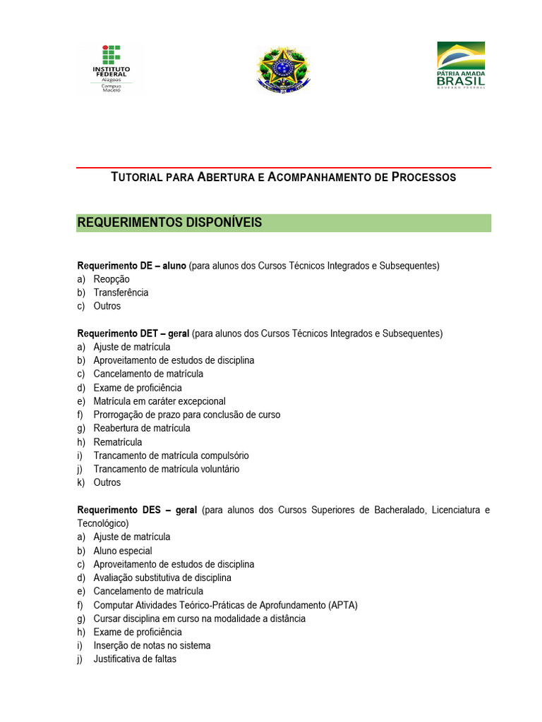 Tutorial para Abertura e Acompanhamento de Processos | PDF | Diploma de ...