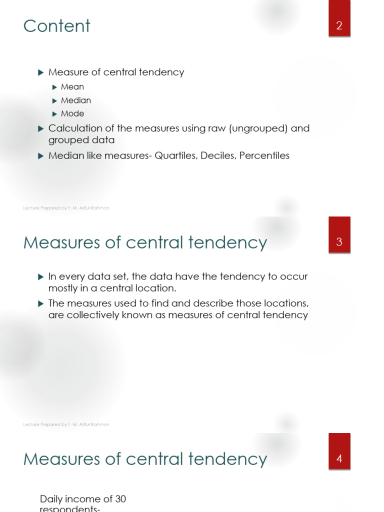 Measures of Central Tendency Explained | PDF | Arithmetic Mean | Mean