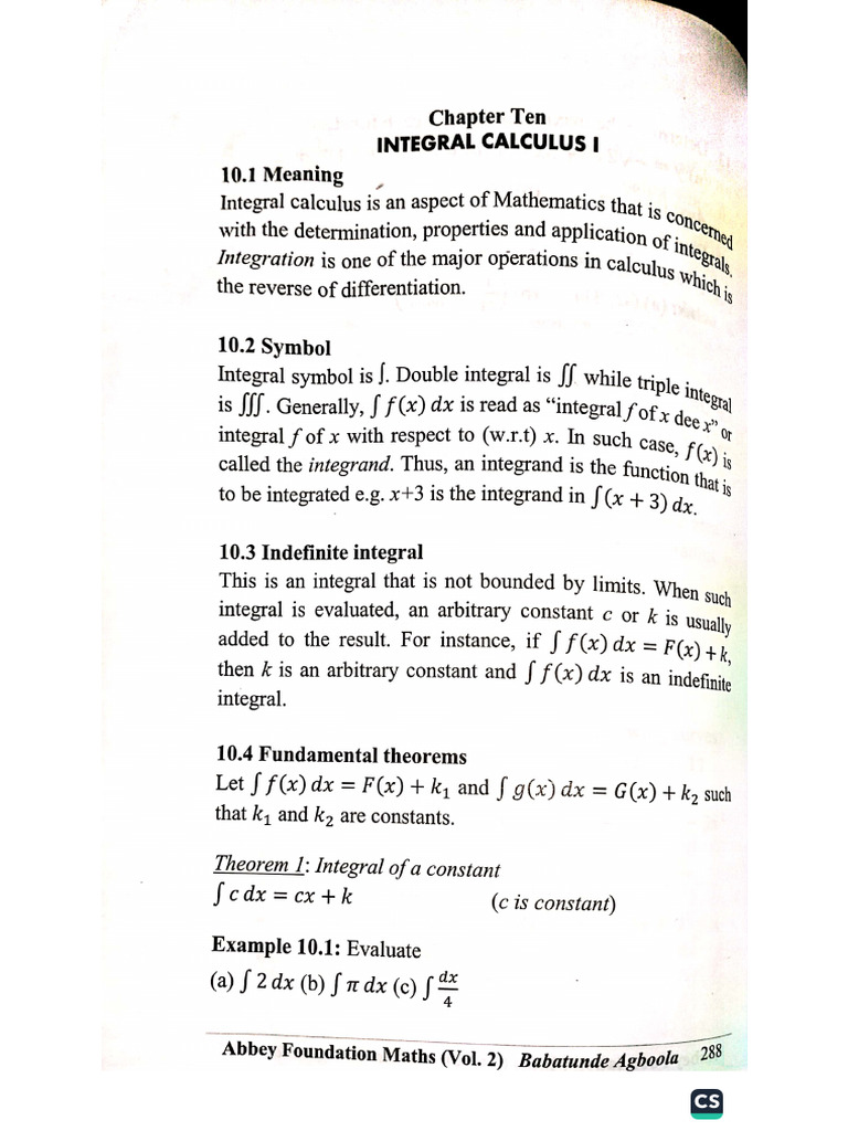 Abbey Foundation Maths - Integral Calculus (For MAT 121) | PDF