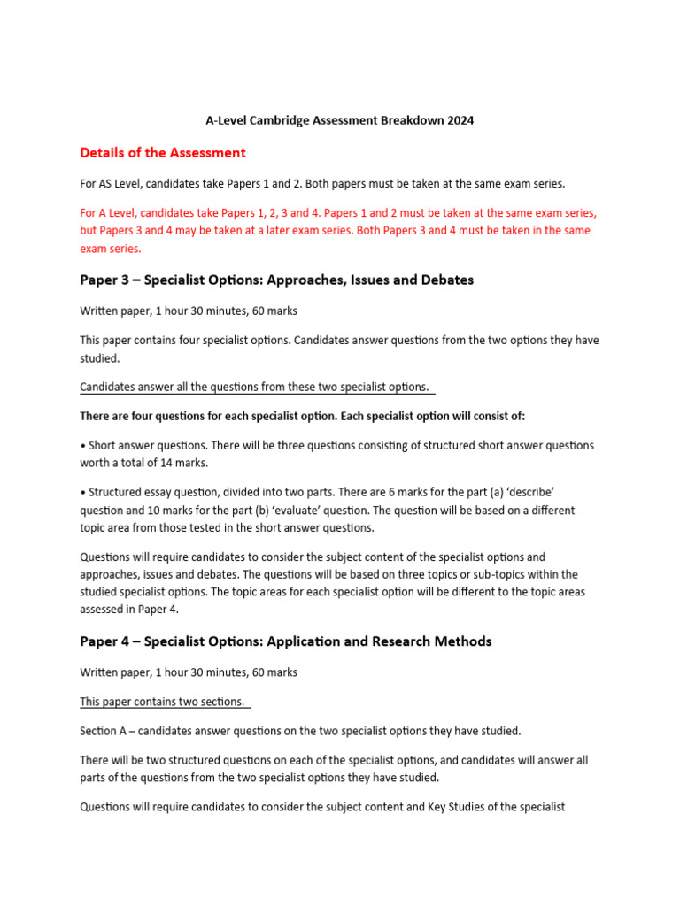 A-Level Exam Structure Guide | PDF | Methodology | Question