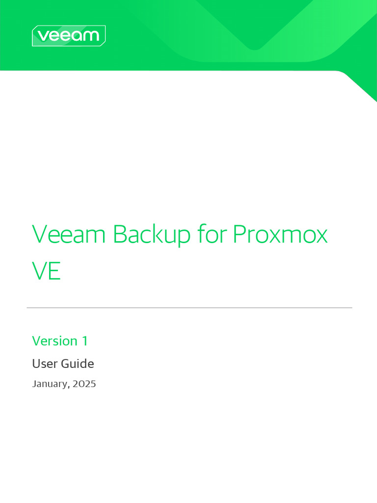 Veeam Backup Proxmox Ve 1 User Guide | PDF | Backup | Virtualization