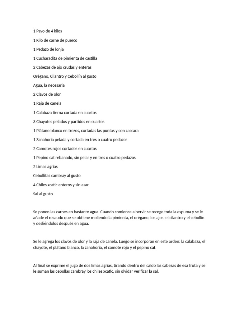 Receta de Puchero Yucateco Tradicional | PDF