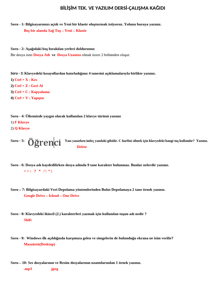 CALISMA KAGIDI | PDF