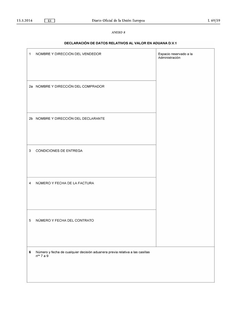 Modelo DV1 Anexo Viii | PDF