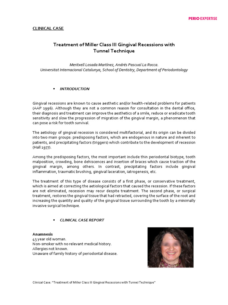 Clinical Case Treatment of Miller Class III Gingival Recessions With ...