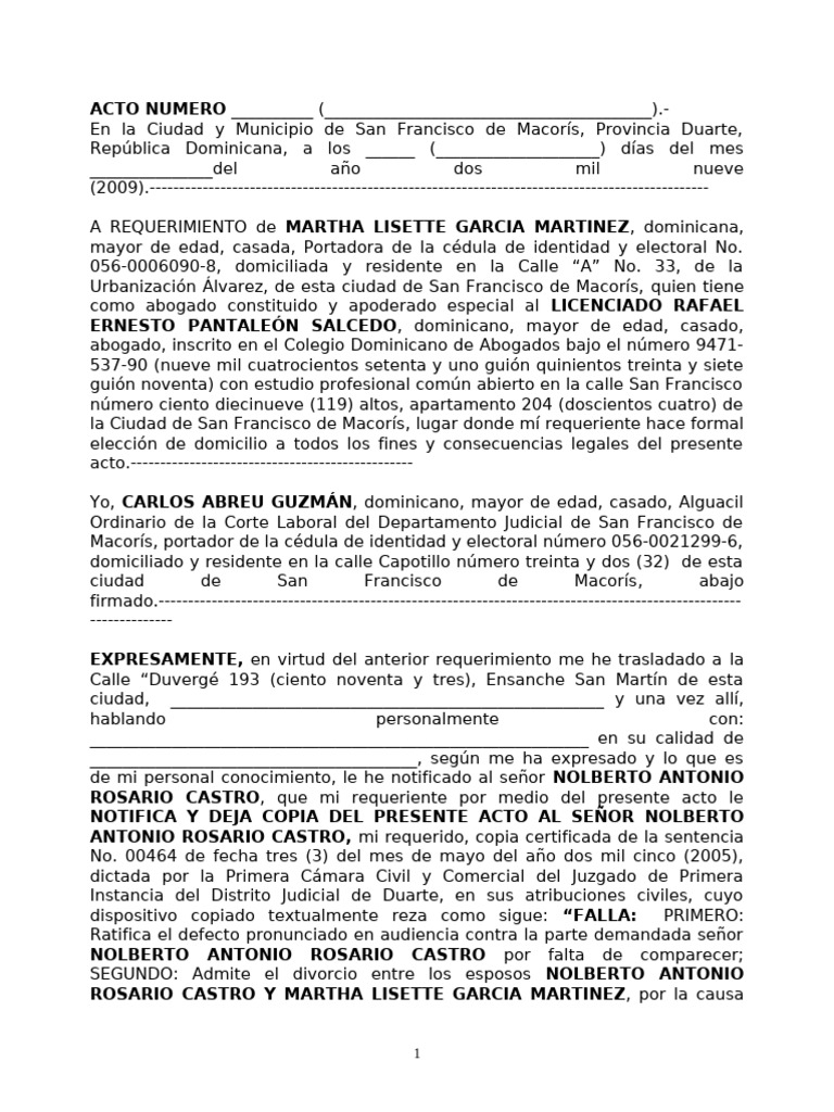 Notificacion Sentencia Martha Lissette Garcia | PDF | Sentencia (ley ...