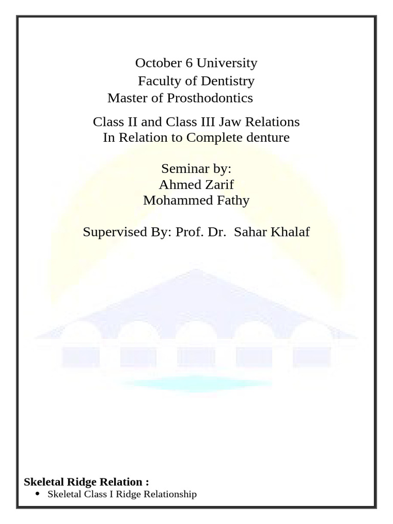 Class II and Class III Jaw Relations | PDF | Mouth | Dental Anatomy