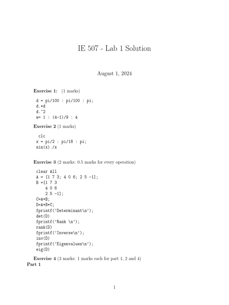 Lab_01_solutions | PDF | Mathematical Objects | Algebra