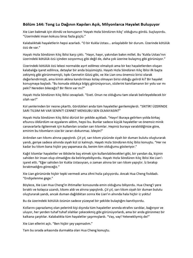 Bölüm 144: Tong Lu Dağının Kapıları Açık, Milyonlarca Hayalet Buluşuyor ...