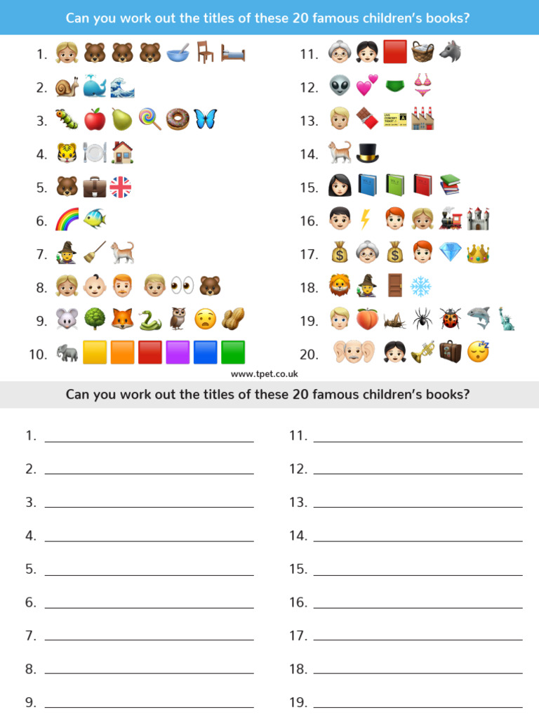 Emoji Quiz: Children's Book Titles | PDF