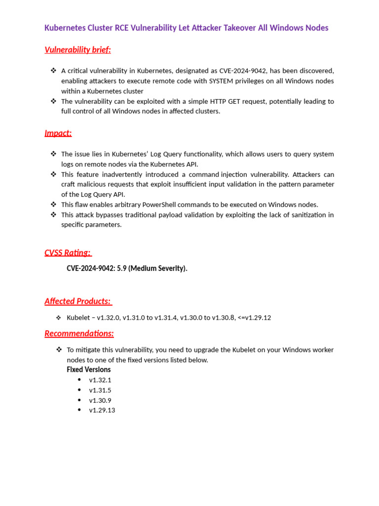 Kubernetes Cluster RCE Vulnerability Let Attacker Takeover All Windows ...