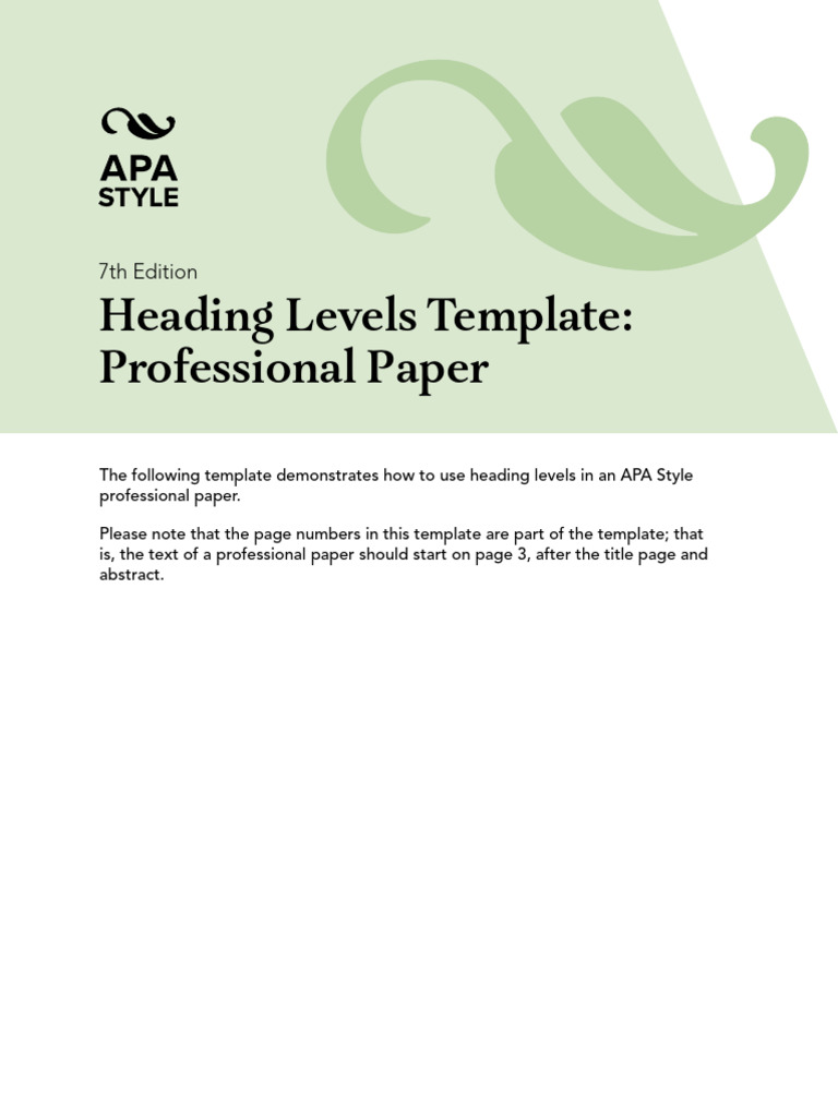 Heading Template Professional Paper | PDF | Apa Style | American ...