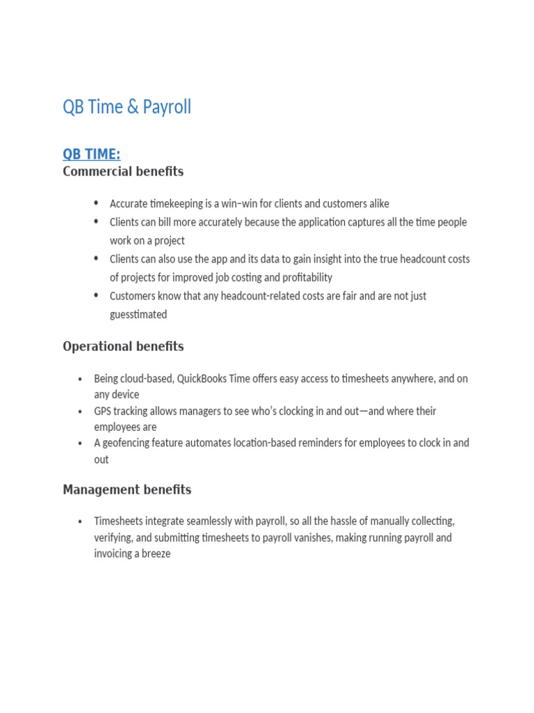 Adding QB Time & Payroll | PDF | Payroll | Quick Books