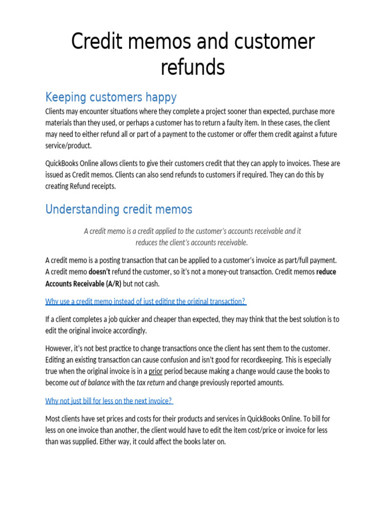 Credit Memos and Customer Refunds | PDF | Receipt | Invoice