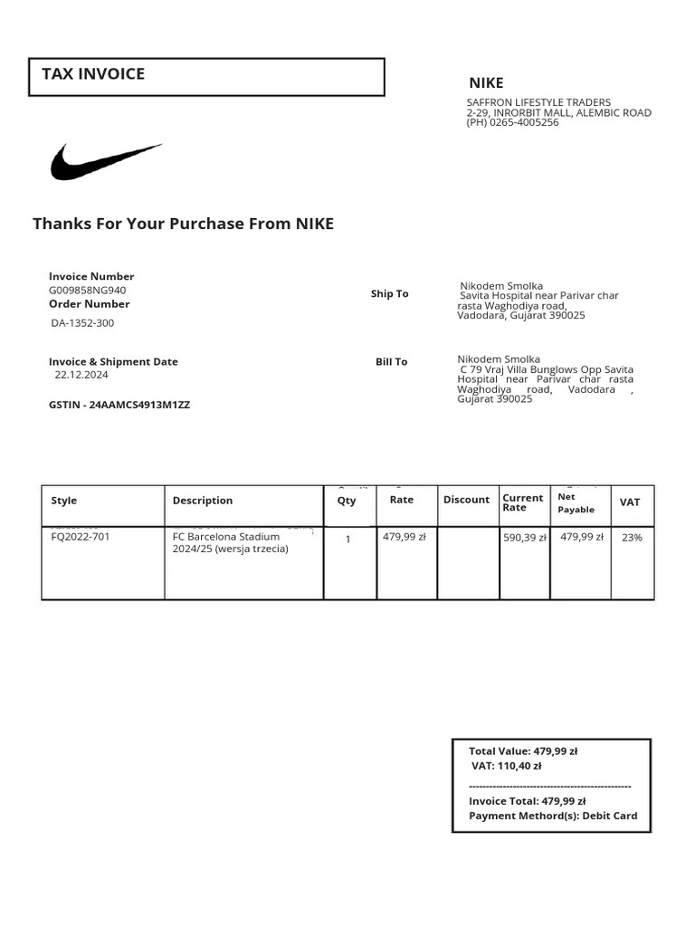 Nike Invoice PDF | PDF