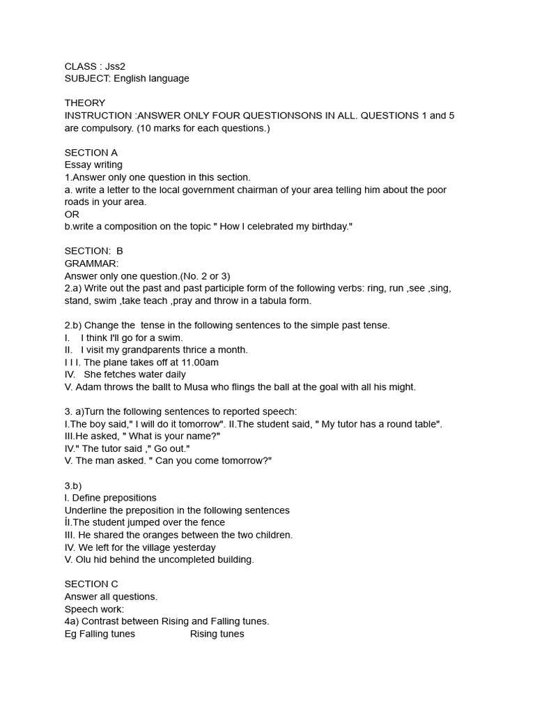 Jss 2 English | PDF