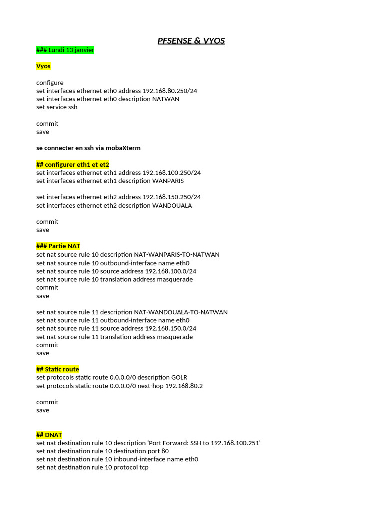 Configuration Vyos | PDF