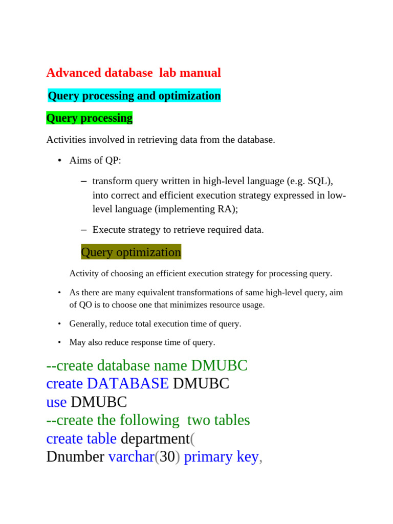 Advanced Database Lab One Regu | PDF | Databases | Salary