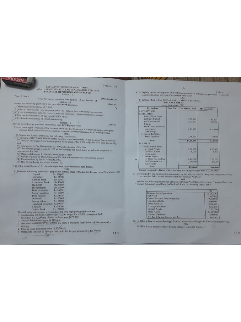 Mba - i Sem Qp (Feb, 2024) | PDF