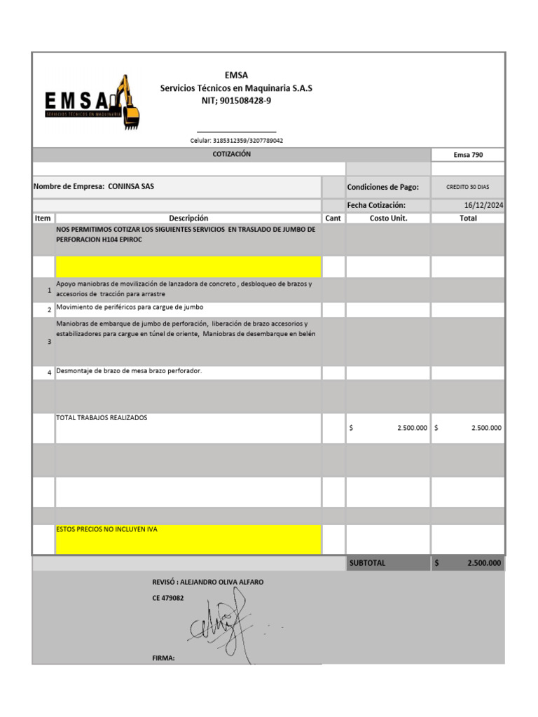 Cot Emsa 790 Coninsa | PDF