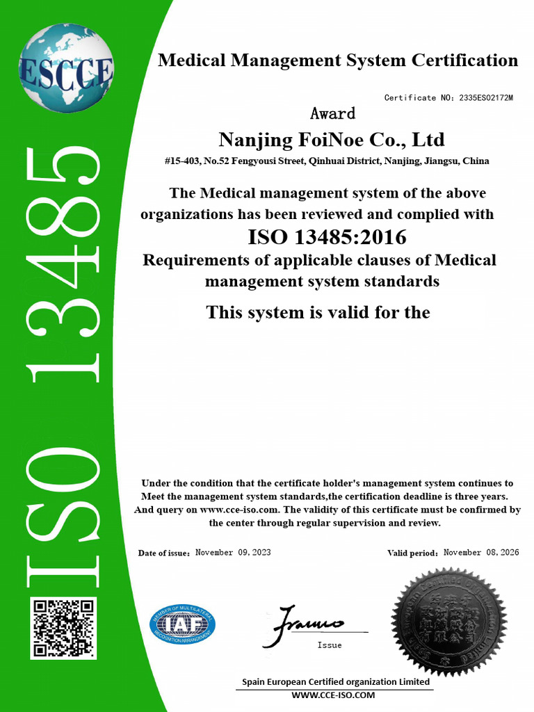 Medical ISO13485 - FOINOE-1 | PDF