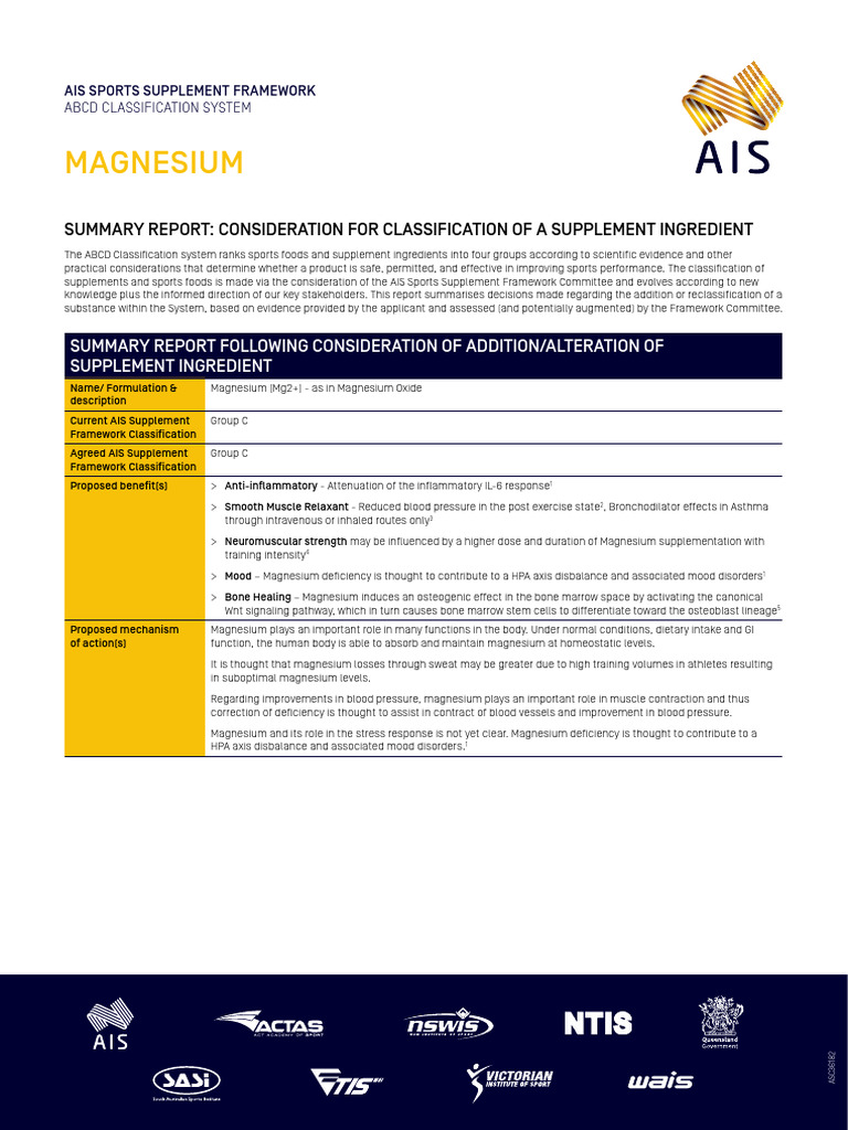 Supplements Fact Sheets - Magnesium v3 | PDF | Dietary Supplements ...