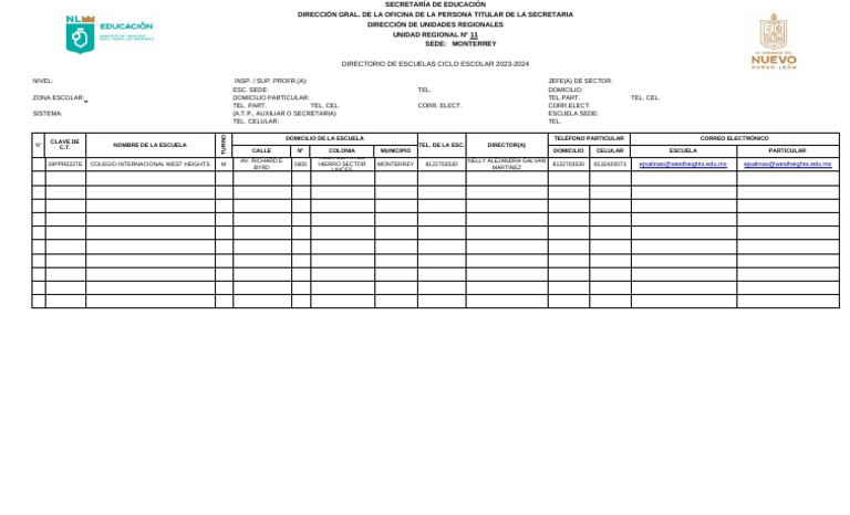 19PPR0227E Directorio de Escuelas Ciclo Escolar 2023-2024 | PDF