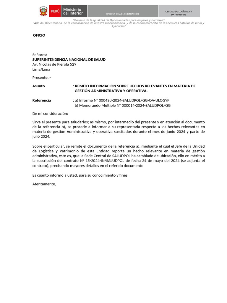 OFICIO SUSALUD | PDF