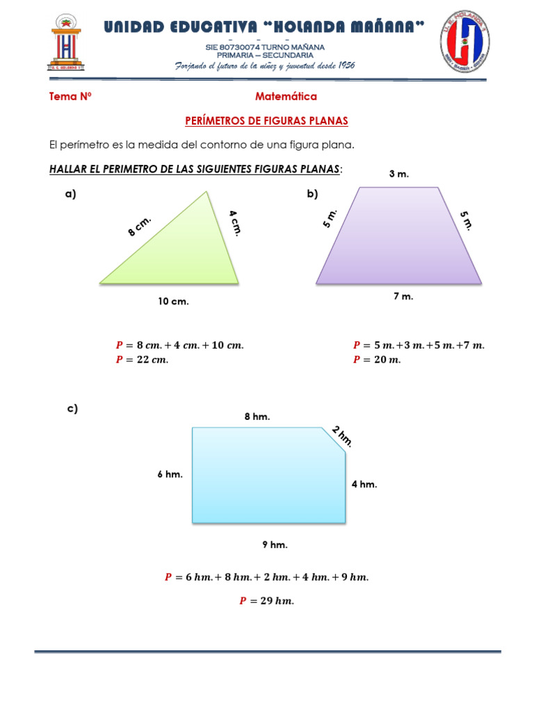 Matematica Perimetros de Figuras Planas | PDF