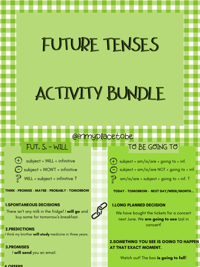 Future Simple & To Be Going To Bundle @inmyplacetobe | PDF
