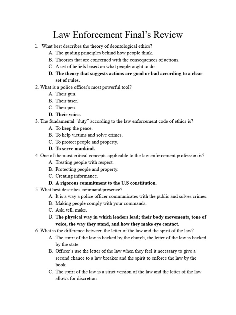 Law Enforcement Ethics and Principles Review | PDF | Police | Crime ...