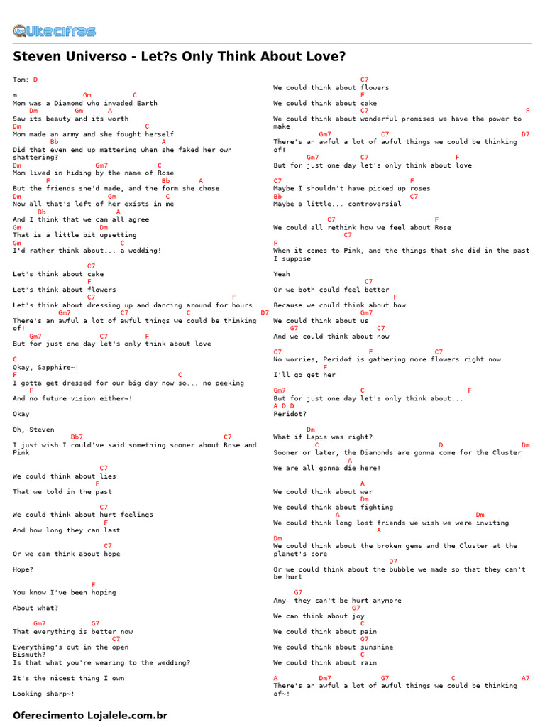 Steven Universo - Let's Only Think About Love - (Uke Cifras) | PDF