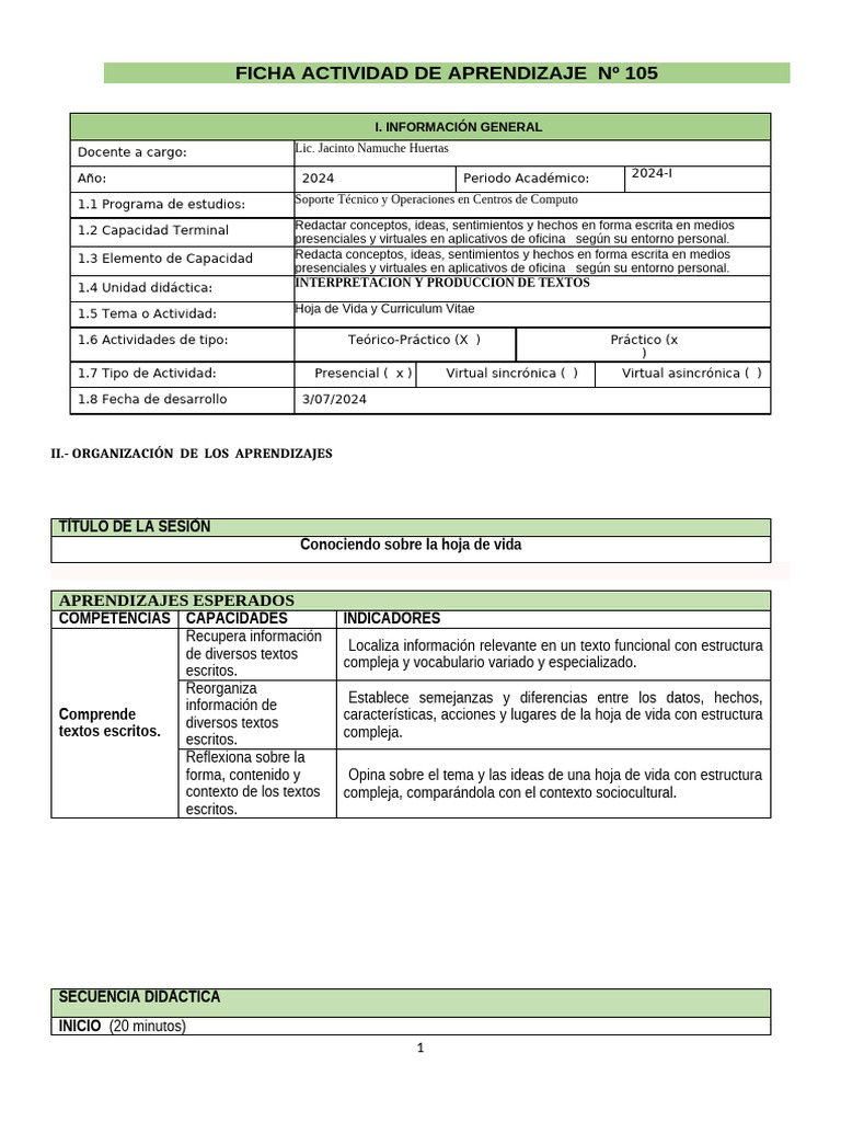 Faa105 La Hoja de Vida y Cvitae | PDF