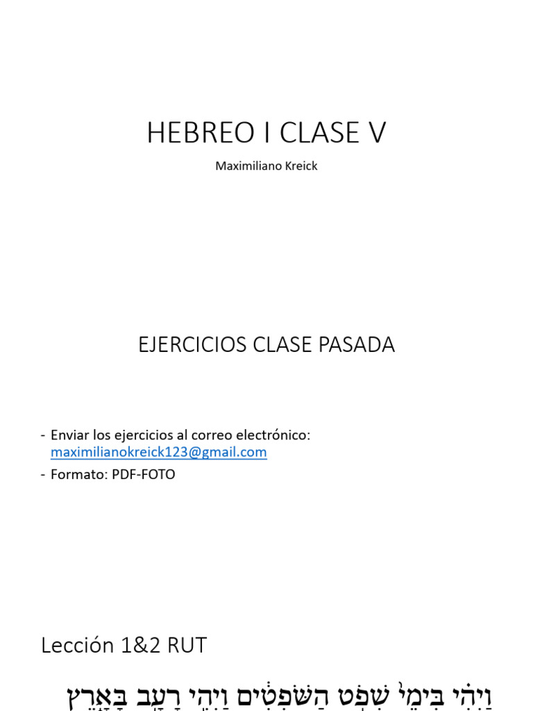 HEBREO I CLASE V | PDF | Rut (figura bíblica) | Noemí (figura bíblica)